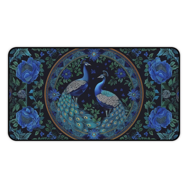 Custom Gaming Desk Mat & Mousepad - Ornamental Peacocks, Aesthetic ...
