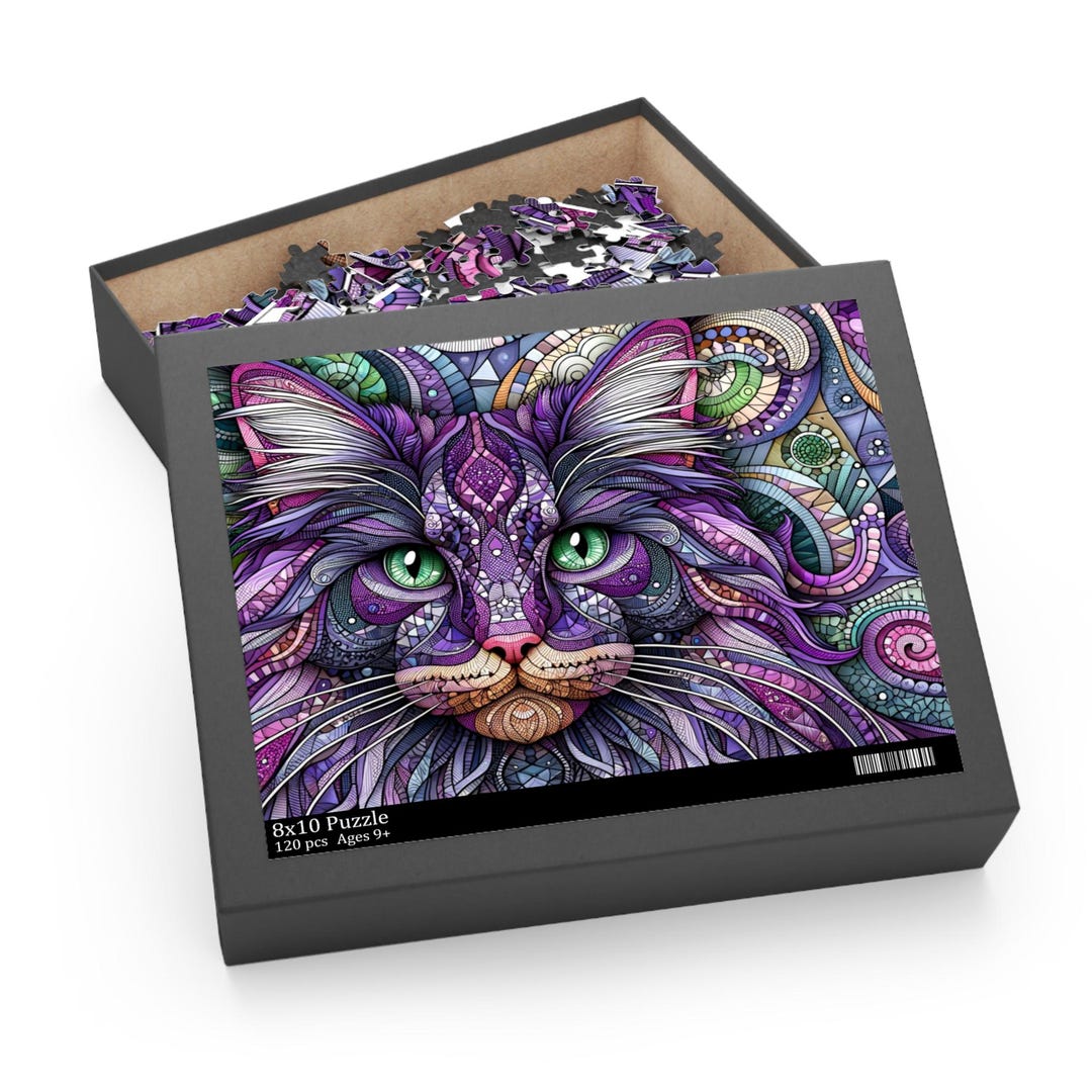 The Enigmatic Purple Maine Coon Custom Jigsaw Puzzle 120, 252, 500 ...