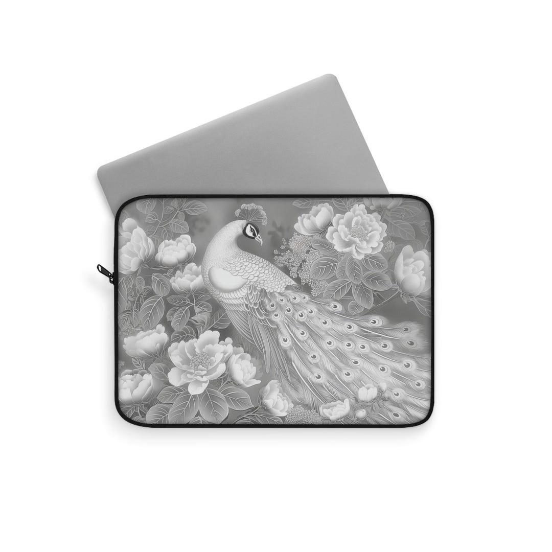 Peacock Floral Laptop Sleeve: Elegant Tech Accessory - Etsy