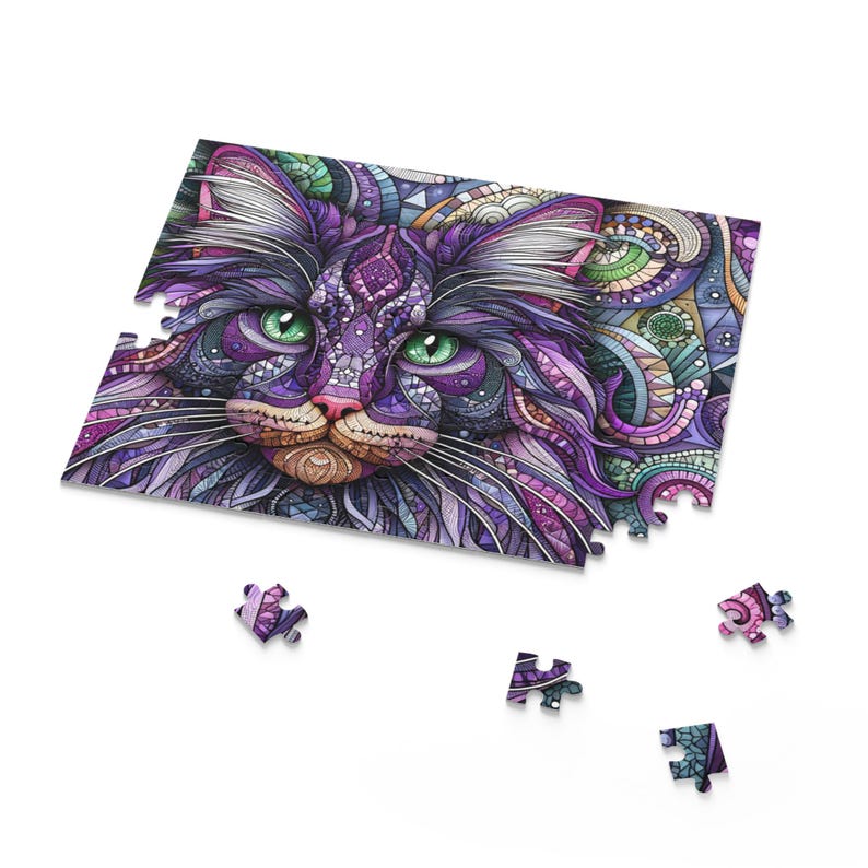 The Enigmatic Purple Maine Coon - Custom Jigsaw Puzzle (120, 252, 500 ...