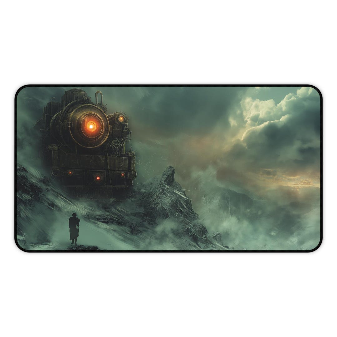 Surreal Train Desk Mat: Misty Mountain Landscape, Gaming Mousepad - Etsy