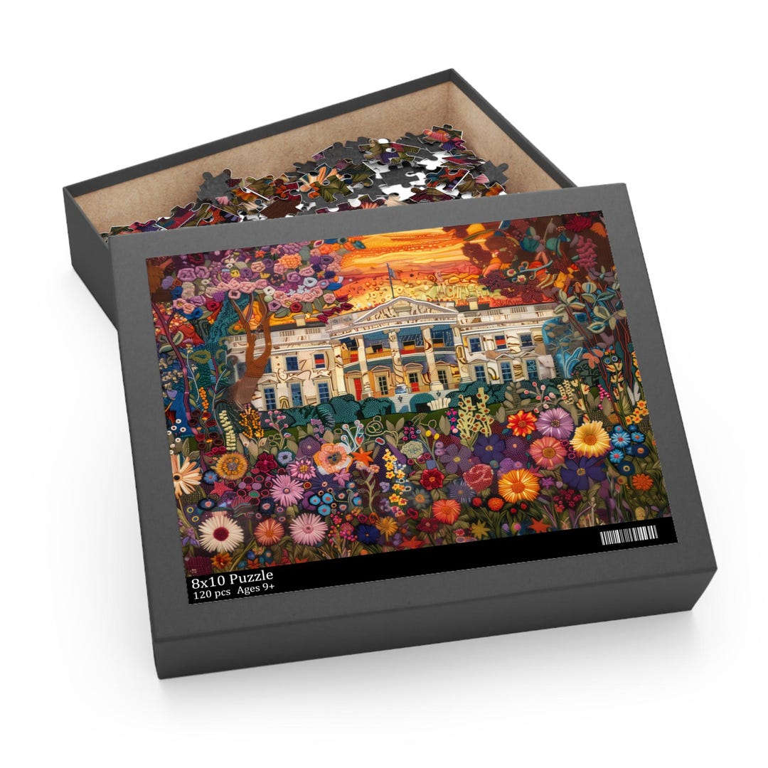 Floral White House Jigsaw Puzzle: Family Fun Memory Game - Etsy