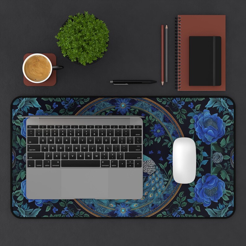 Custom Gaming Desk Mat & Mousepad - Ornamental Peacocks, Aesthetic ...