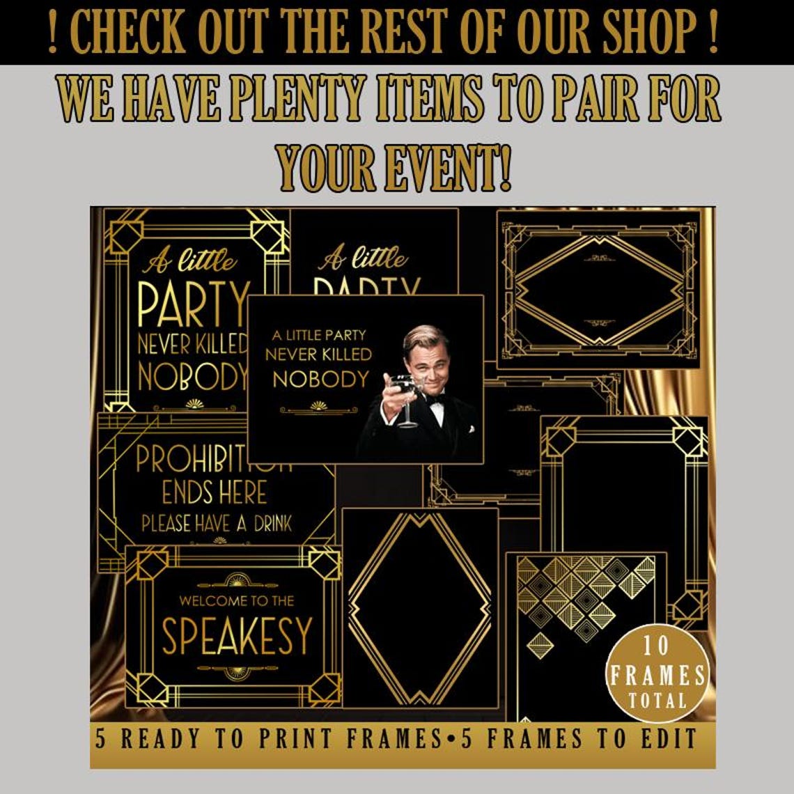 5 Prohibition Party Bootlegger Labels, Speakeasy, Gatsby Props, Roaring ...