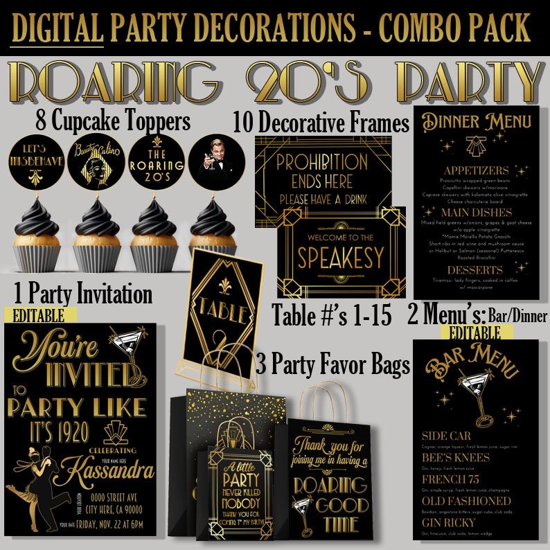 Roaring 20s Party Decorations Kit – Gatsby, Speakeasy (digital Download ...