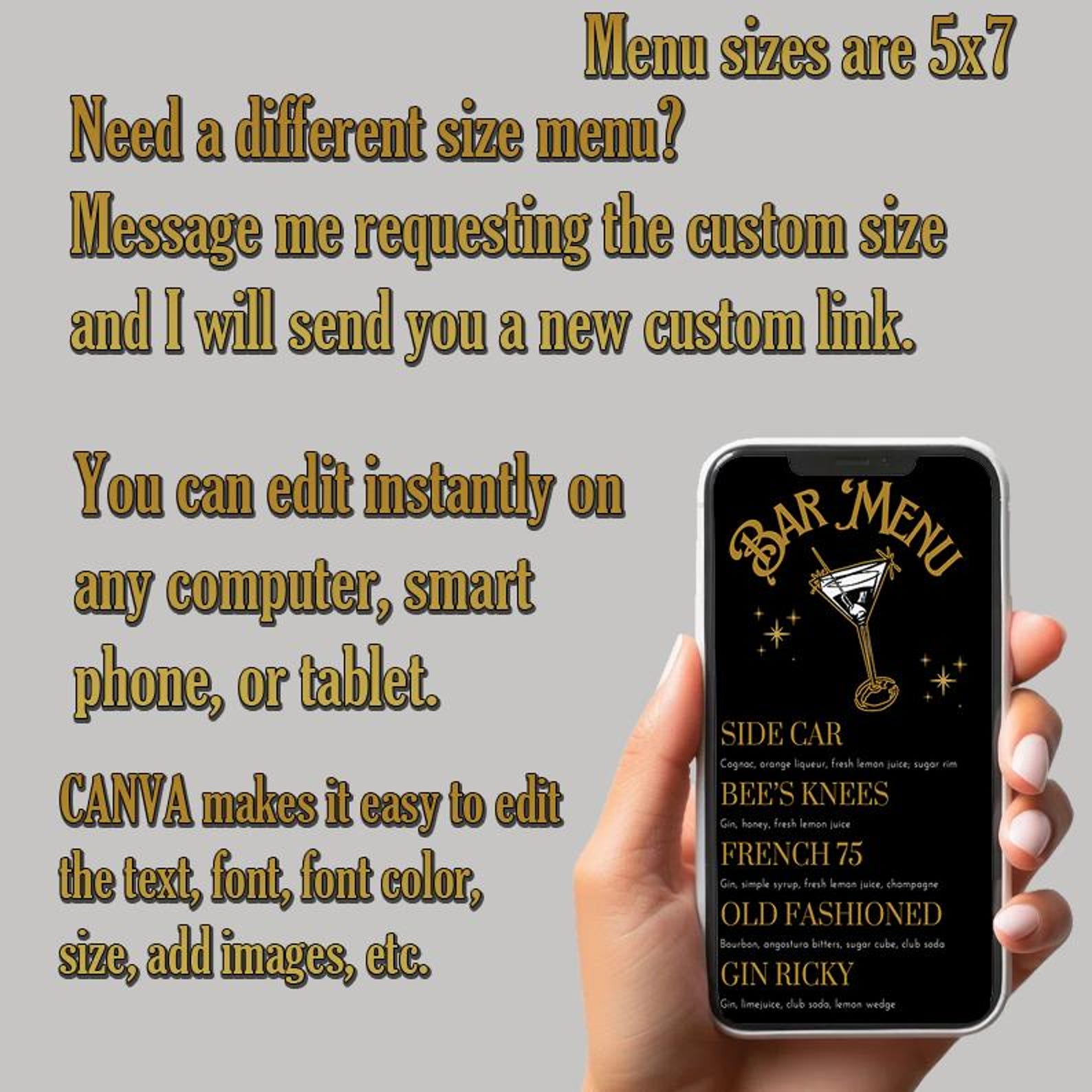 Roaring 20s Bar & Dinner Menu Template - Gatsby, Speakeasy (CANVA ...