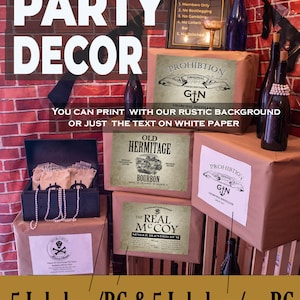 5 Prohibition Party Bootlegger Labels, Speakeasy, Gatsby Props, Roaring ...
