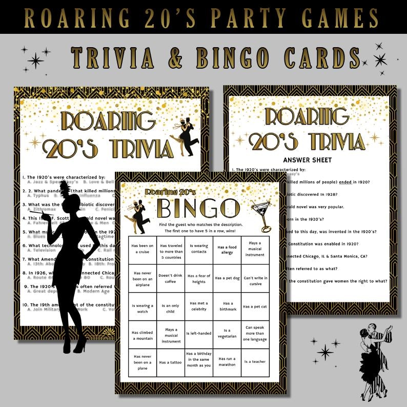 Roaring 20's Trivia & Bingo: Party Games (printable) - Etsy