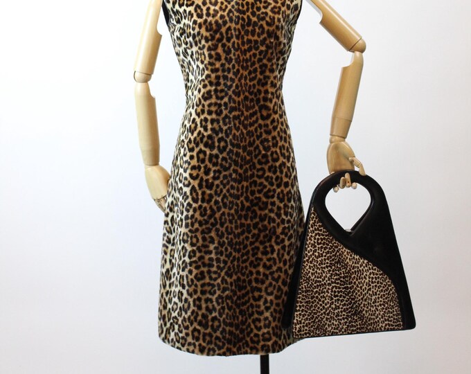 1960s STRUCTURED Trapezoid Leopard Handbag PURSE | New Fall Winter - Etsy