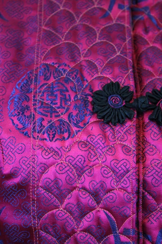 1940s ASIAN silk QUILTED jacket and pants set medium … - Gem