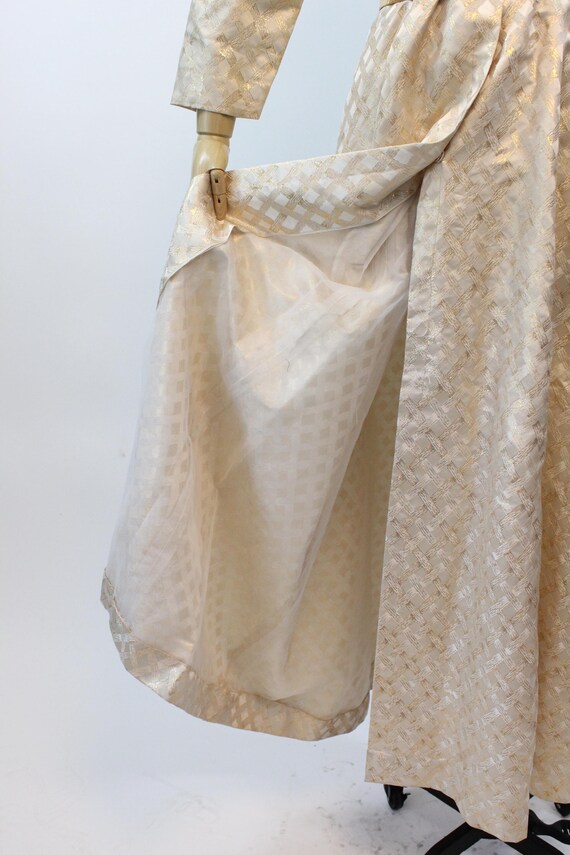 1960s I MAGNIN GOLD metallic MINK gown dress robe | n… - Gem