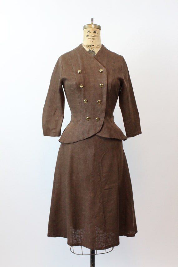 1940s SUMMER LINEN SUIT jacket and skirt xs | new spr… - Gem