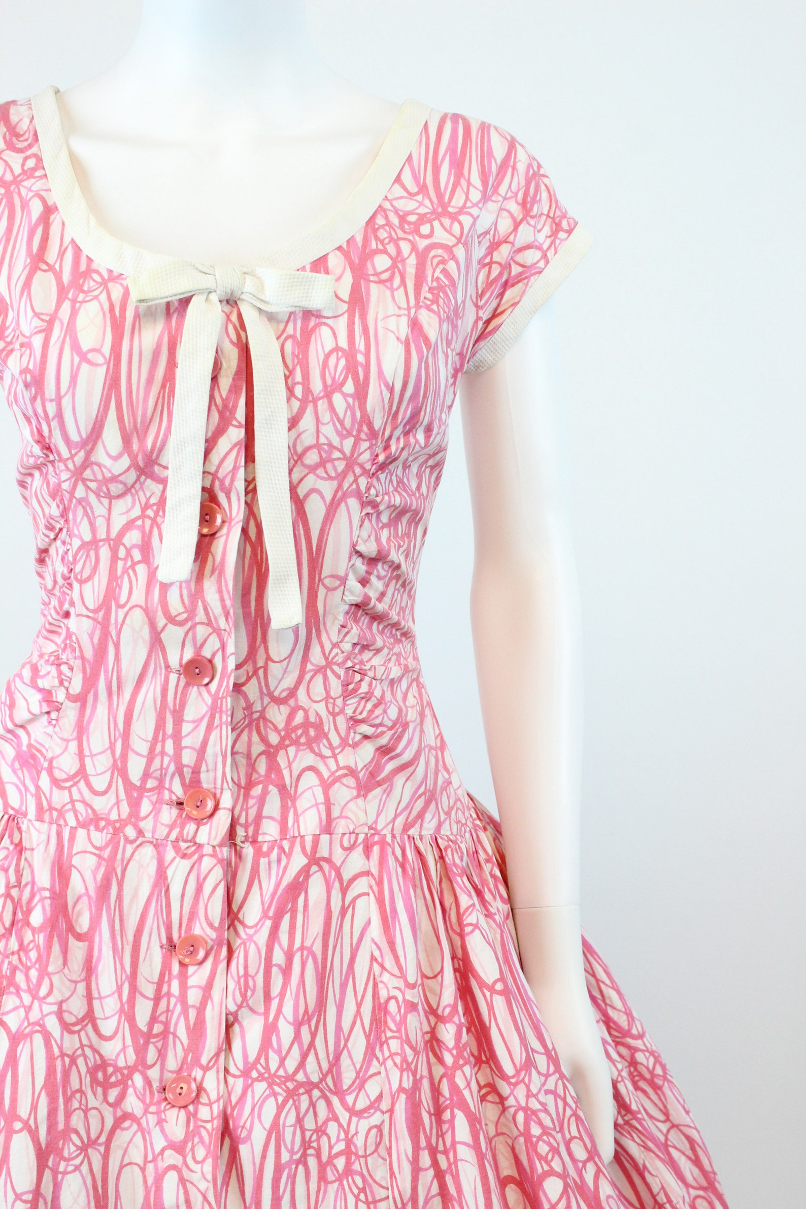 1950s Pat Hartley Swirl Dress Small Vintage Cotton Button - Etsy