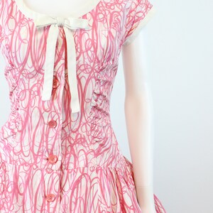 1950s Pat Hartley Swirl Dress Small Vintage Cotton Button - Etsy