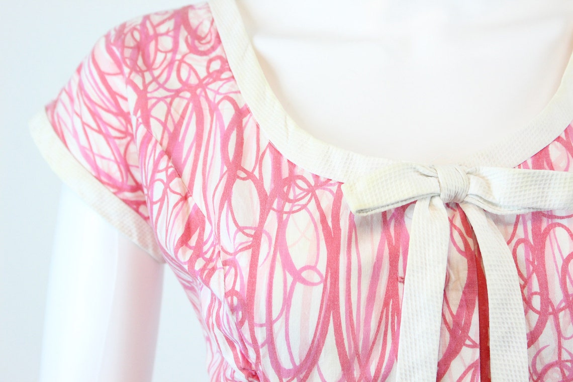 1950s Pat Hartley Swirl Dress Small Vintage Cotton Button - Etsy