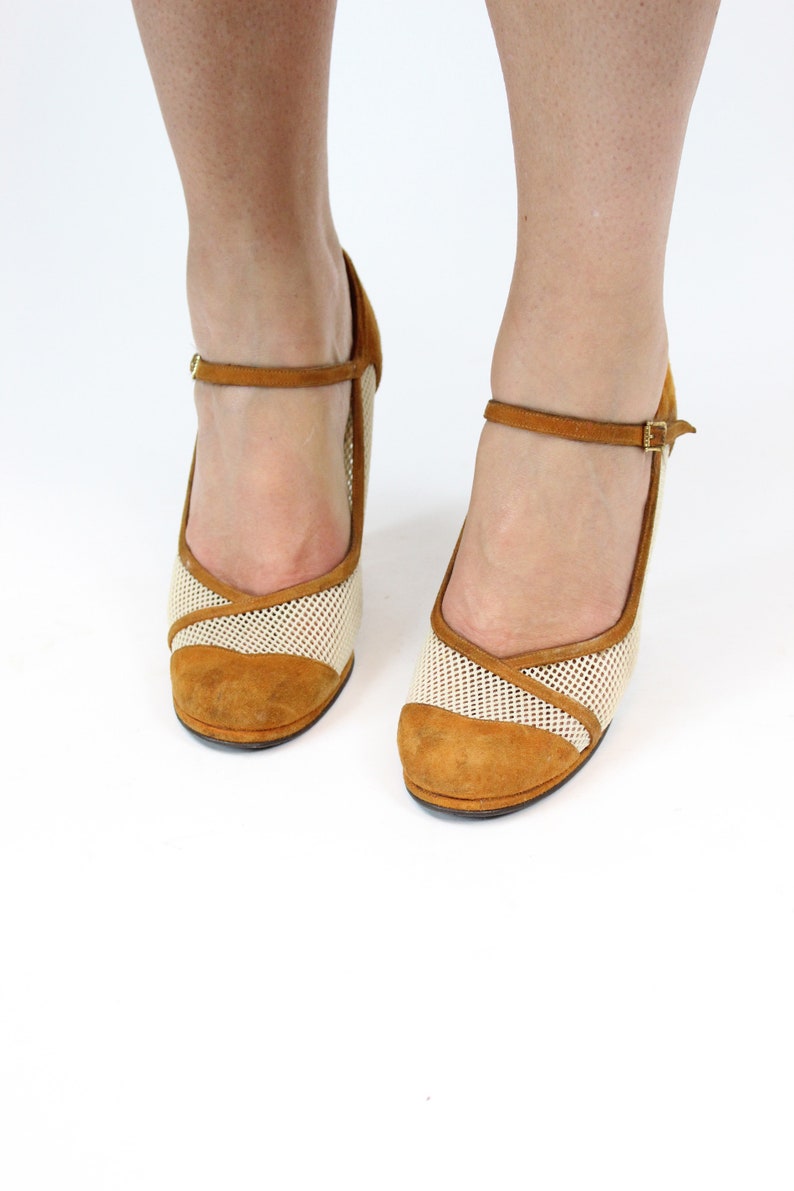 1960's Spectator Pumps Suede and Mesh Mary Jane Size - Etsy