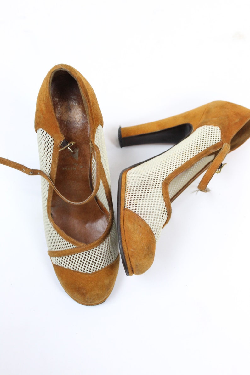 1960's Spectator Pumps Suede and Mesh Mary Jane Size - Etsy