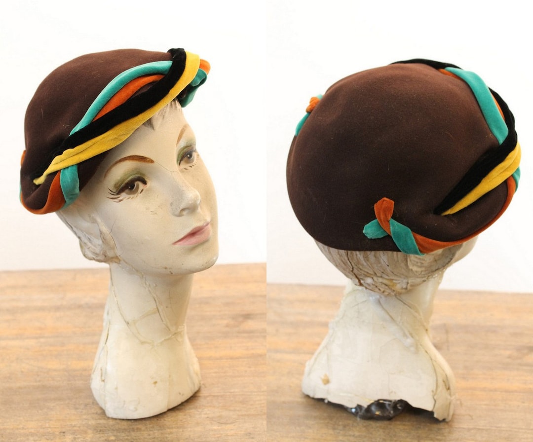 1940s MULTI COLOR Wool Velvet Tilt Cap | New Fall Winter - Etsy