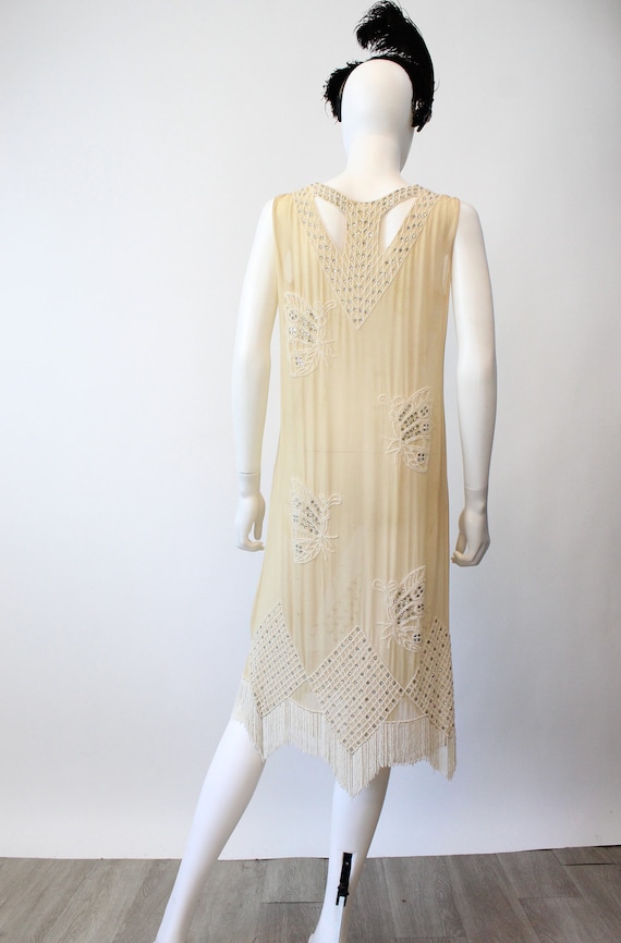 1920s rare BUTTERFLY beaded RHINESTONE dress small | … - Gem