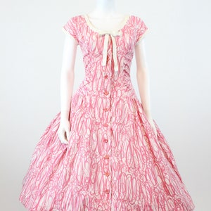 1950s Pat Hartley Swirl Dress Small Vintage Cotton Button - Etsy