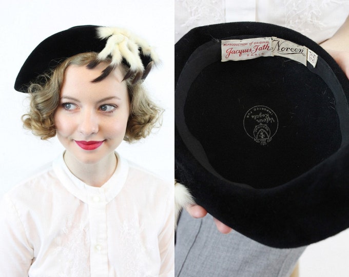 1940s Felt Hat | Jacques Fath Noreen | Tilt Tam Beret - Etsy