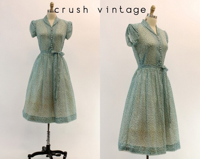 40s Lil Alice Dress XS / 1940s Atomic Print Sheer Organza - Etsy