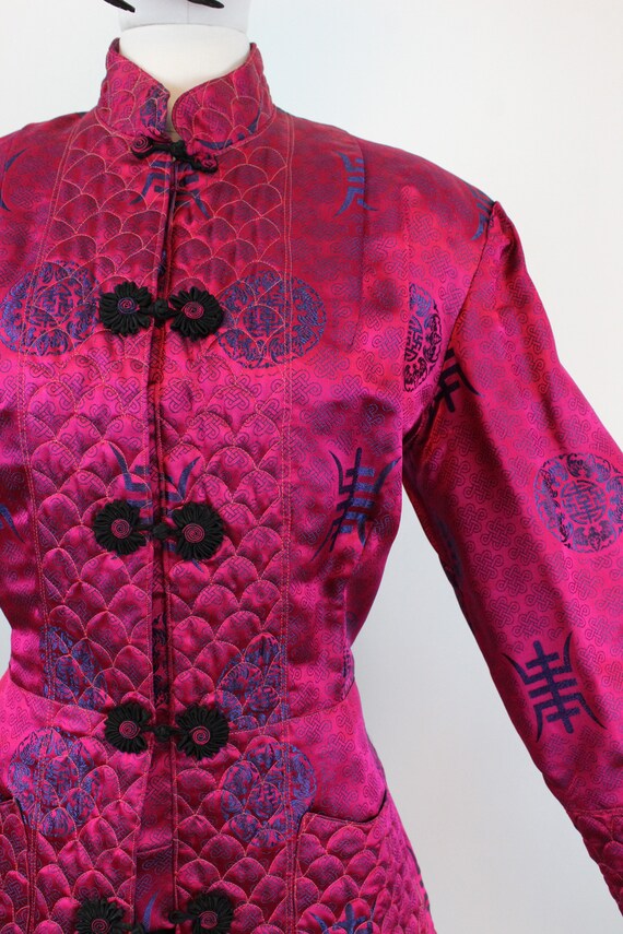 1940s ASIAN silk QUILTED jacket and pants set medium … - Gem