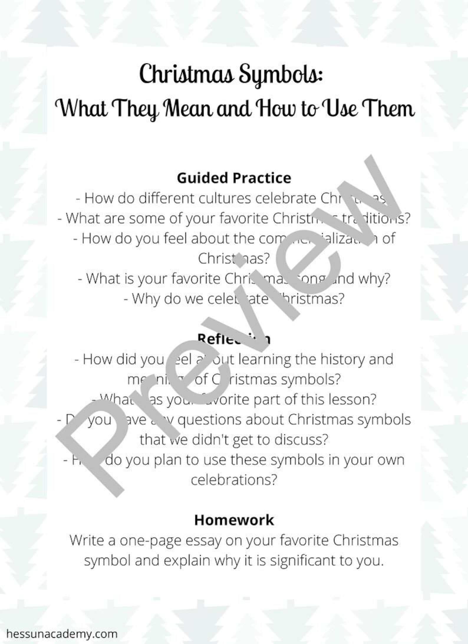 Symbols of Christmas Lesson Plan With Study Poster Handout - Etsy
