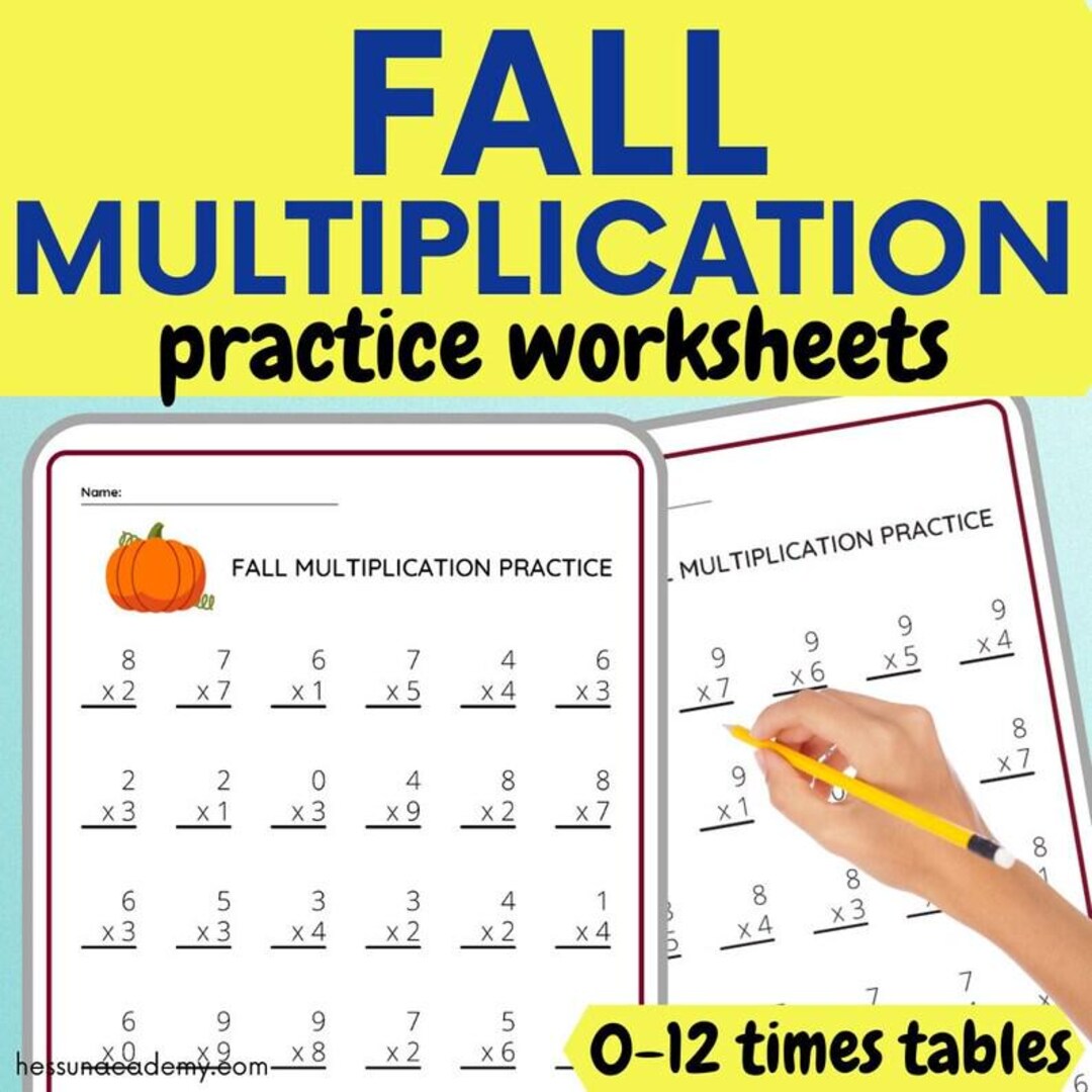 Fall Multiplication Practice Worksheets Basic Times Tables 0-12 - Etsy