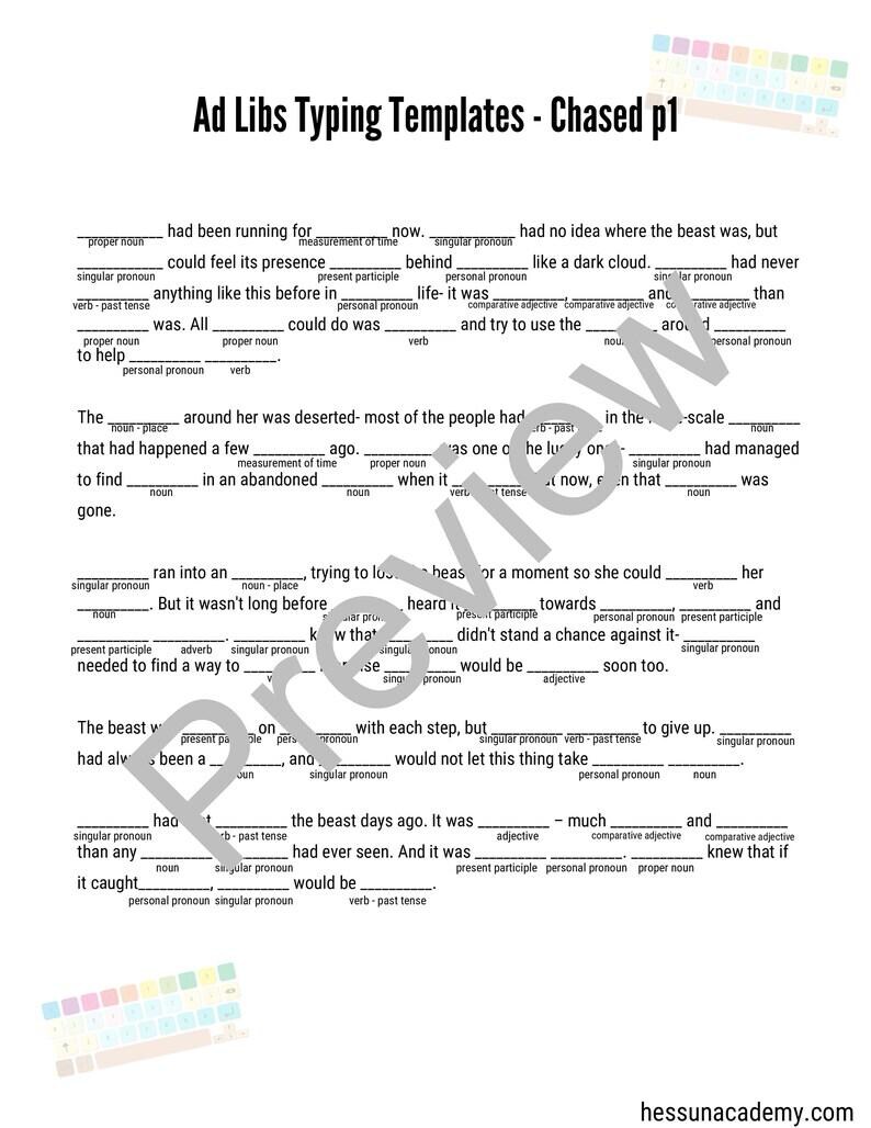 Ad Libs Typing Practice Templates (keyboarding and Typing Skills) - Etsy