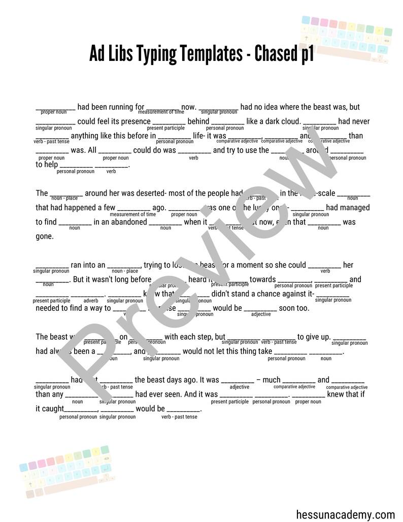 Ad Libs Typing Practice Templates (keyboarding and Typing Skills) - Etsy