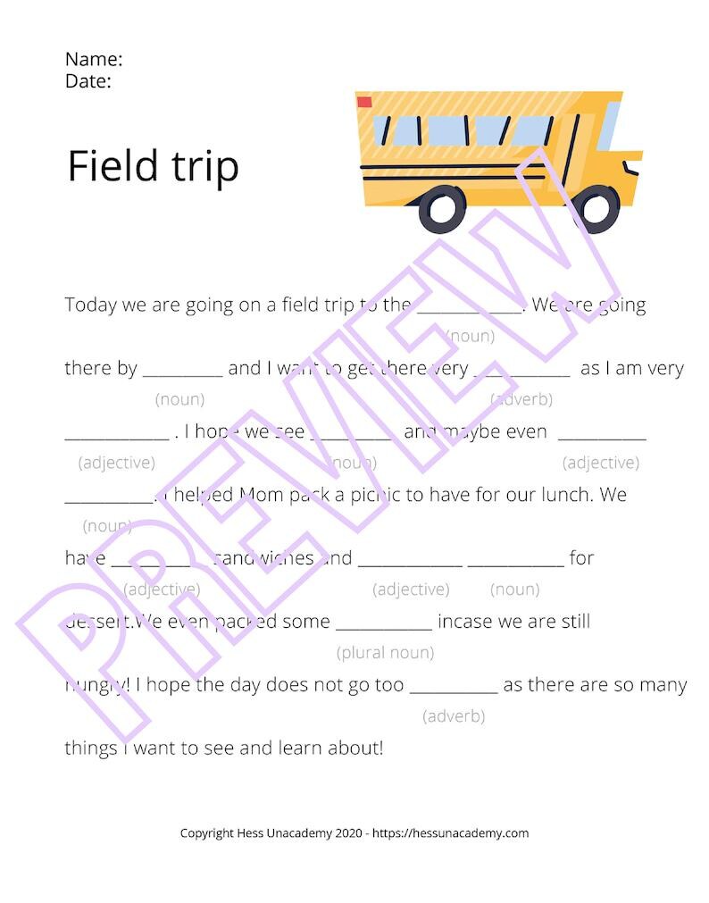Fill in the Blank Copywork Pages (ad Libs Parts of Speech Practice ...