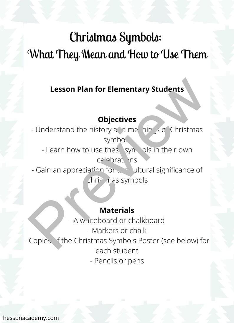 Symbols of Christmas Lesson Plan With Study Poster Handout - Etsy