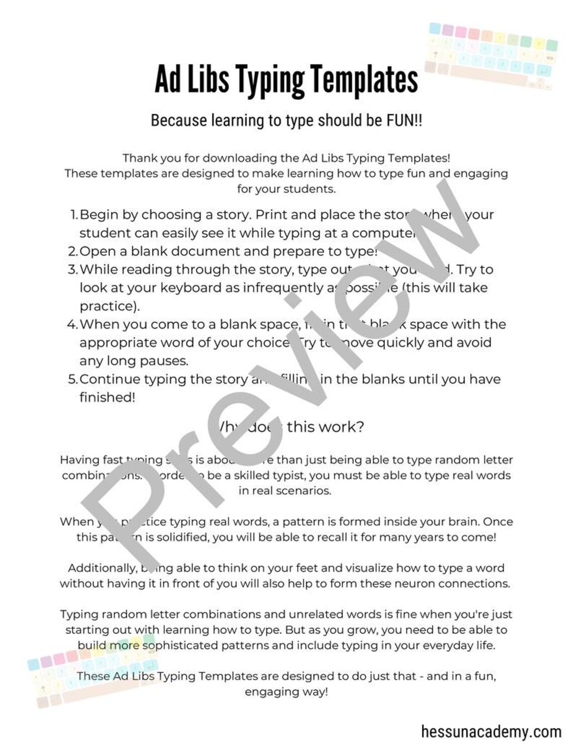 Ad Libs Typing Practice Templates (keyboarding and Typing Skills) - Etsy