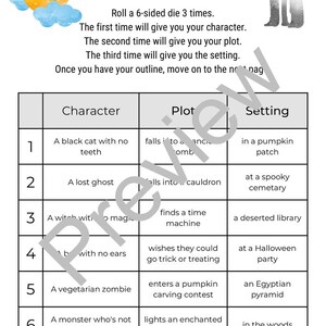 Roll and Write Halloween Creative Writing Game - Etsy