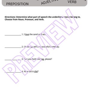 Parts of Speech Introduction and Review Activity - Etsy