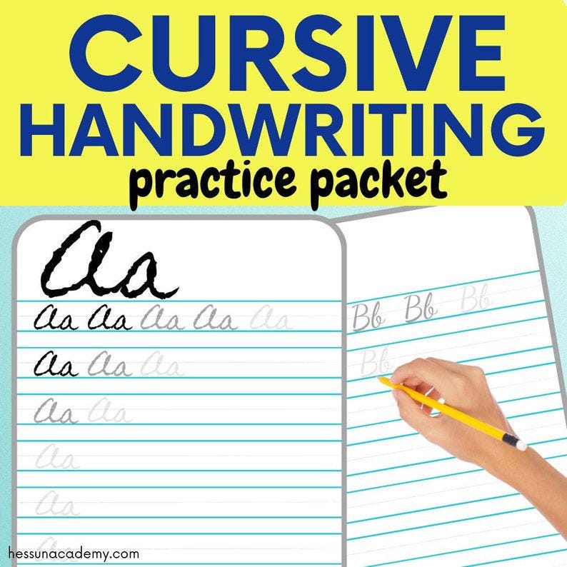 Practice Cursive | Cursive Handwriting Practice Packet - Etsy