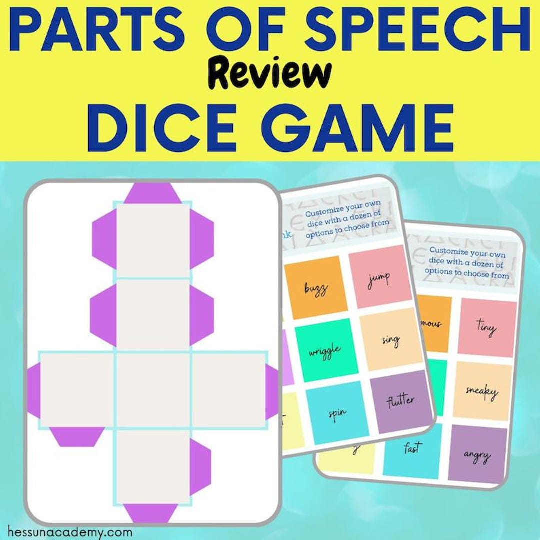 Parts of Speech Review Dice Game - Etsy