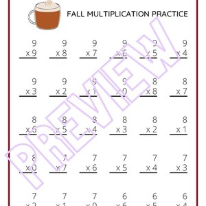 Fall Multiplication Practice Worksheets Bundle (color by Number and ...
