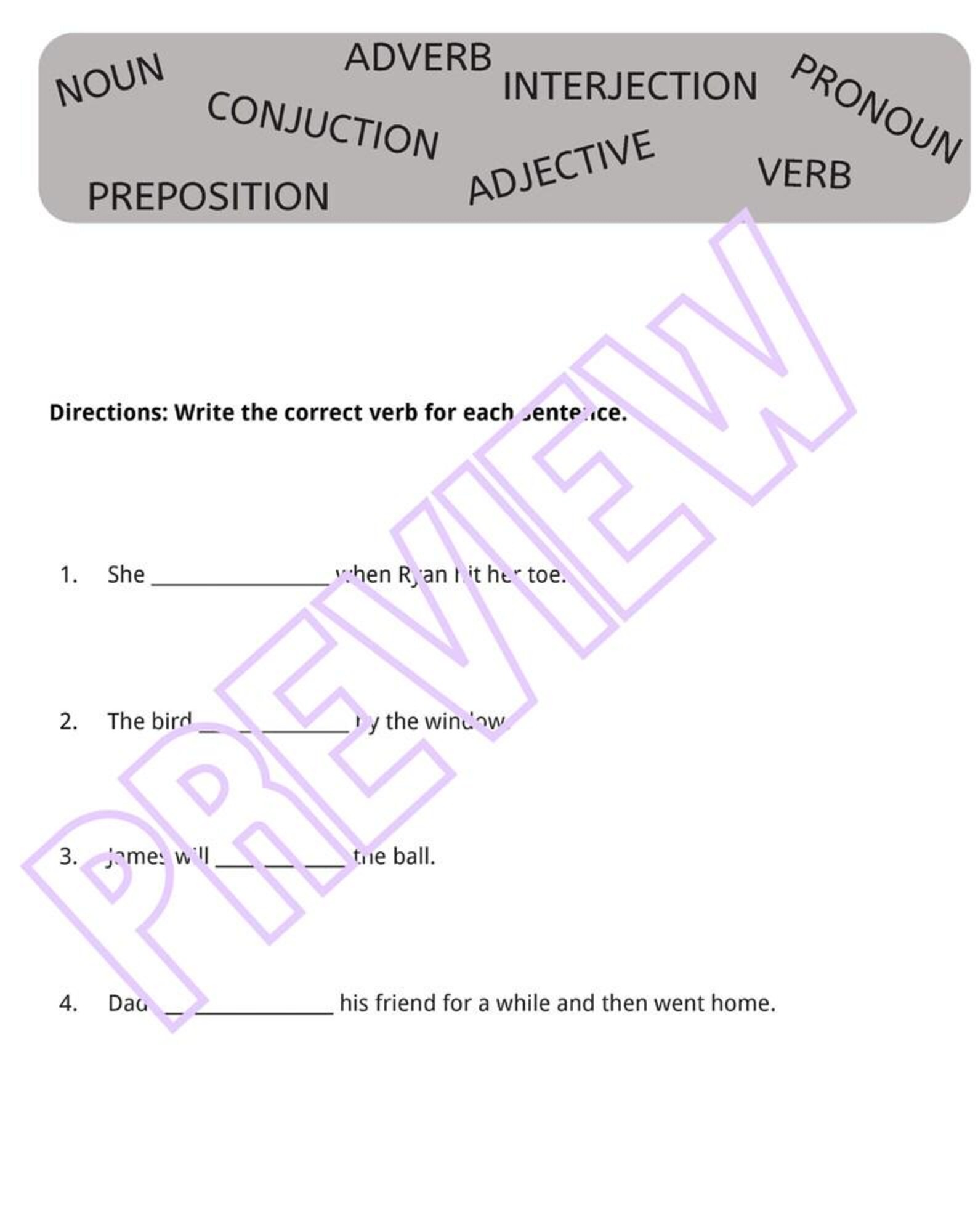 Parts of Speech Introduction and Review Activity - Etsy