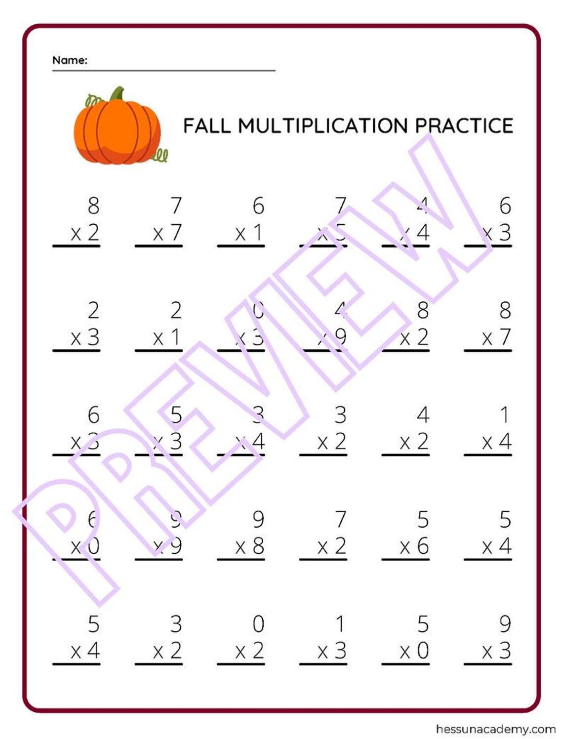 Fall Multiplication Practice Worksheets Bundle (color by Number and ...