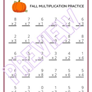 Fall Multiplication Practice Worksheets Bundle (color by Number and ...