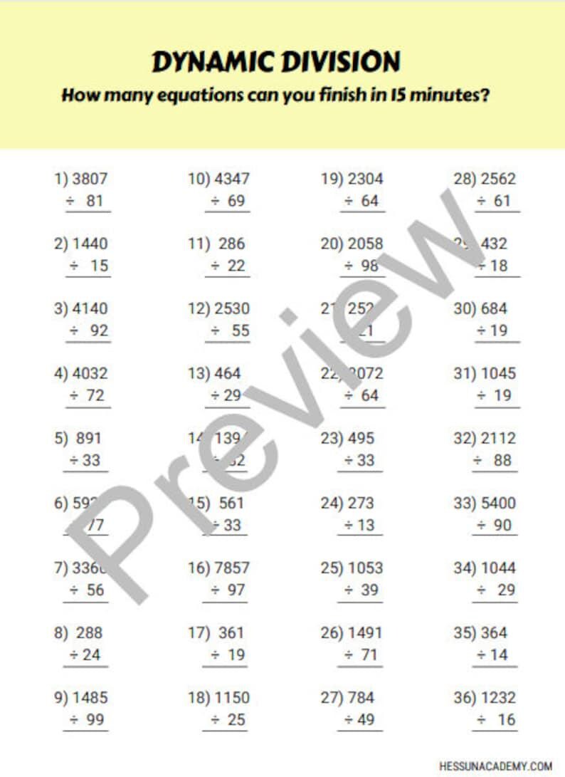 Advanced Long Division Worksheets (double Digit) - Etsy