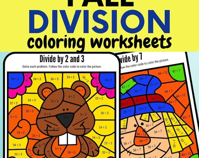 Fall Division Color by Number Coloring Worksheets -find the Quotient 1 ...