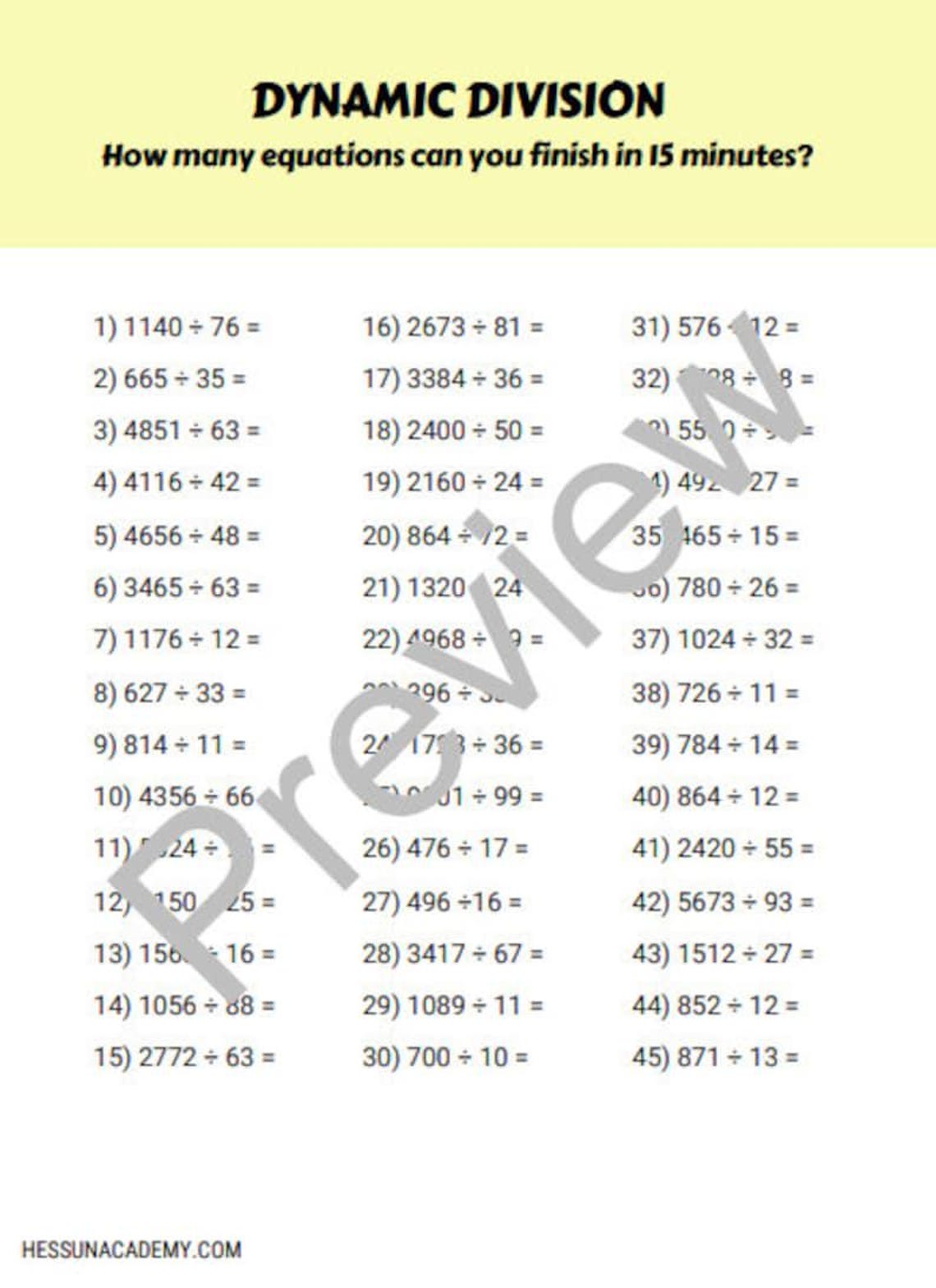 Advanced Long Division Worksheets (double Digit) - Etsy