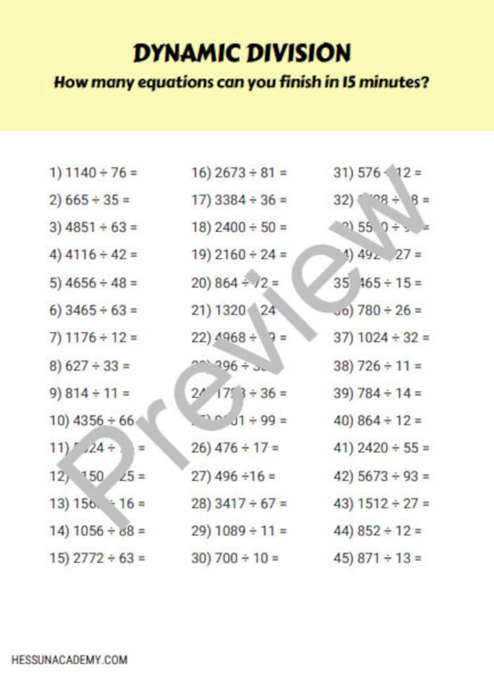 Advanced Long Division Worksheets (double Digit) - Etsy