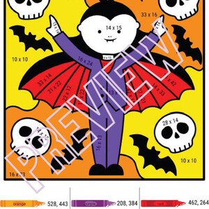 Halloween 2 Digit by 2 Digit Multiplication Color by Number Coloring ...