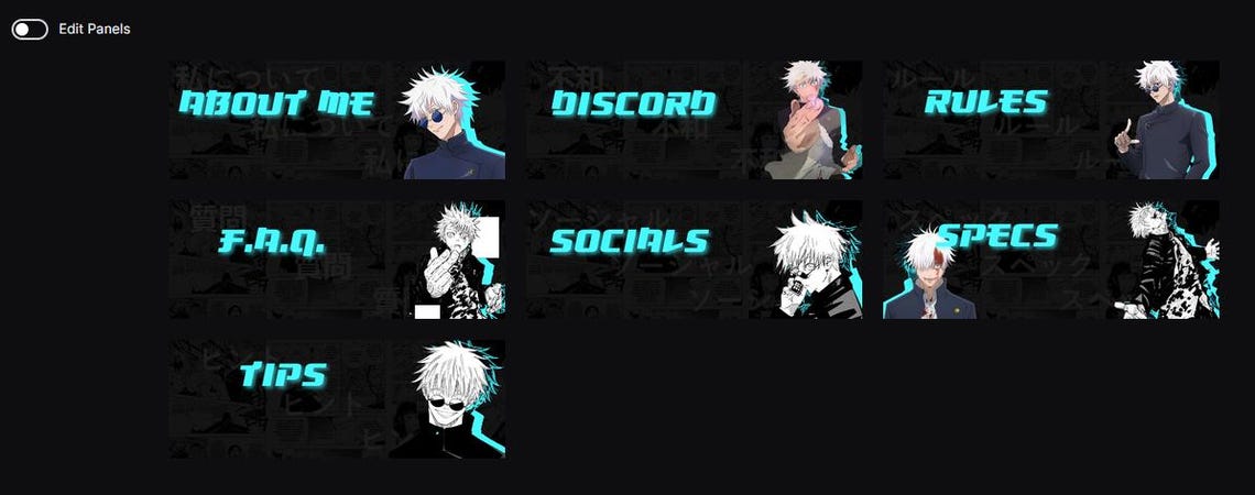 Jujutsu Kaisen Gojo Twitch Profile Bundle Blue White Black Offline ...