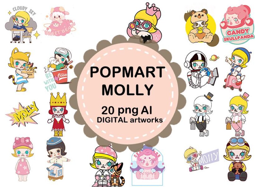20 Large PNG Illustrator AI Popmart Molly Expressions Digital Artwork ...