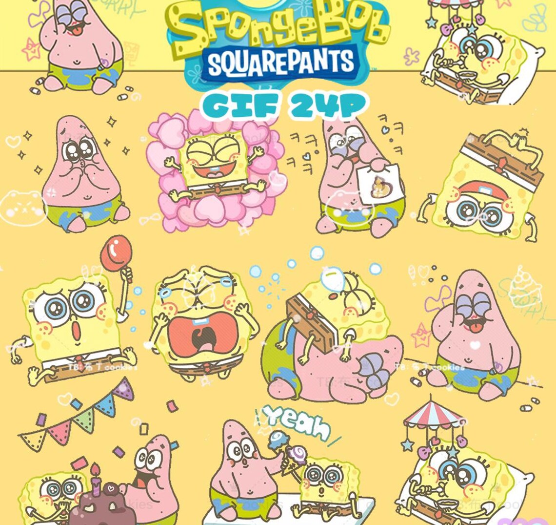 Spongebob Squarepants 48 GIF PNG Clipart Bundle, Large Digital Artwork ...